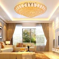 China Luxury Crystal Led Ceiling Light Round Bedroom Gold Chandelier for sale