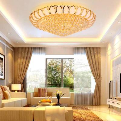 China Luxury Crystal Led Ceiling Light Round Bedroom Gold Chandelier for sale