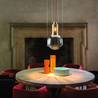 China Crystal Ball Glass Chandelier Luxury Dining Room Bedside Led Linear Pendant Light for sale