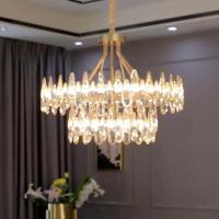 China LED Gold Hanging Modern Luxury Crystal Glass Chandelier For Living Room Bedroom for sale