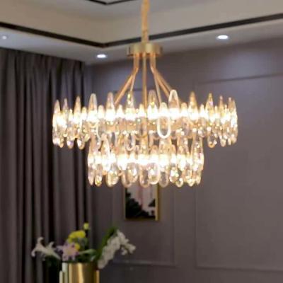 China LED Gold Hanging Modern Luxury Crystal Glass Chandelier For Living Room Bedroom for sale