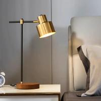 China Modern Wooden Base Gold Touch Table Lamp With Wireless Charging for sale