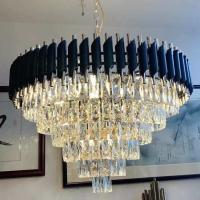China Round Indoor Luxury Pendant Light Black Gold LED Hanging Lights Home for sale