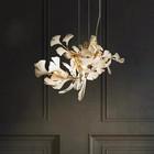 China White Nordic Pendant Light Ginkgo Biloba Flower Copper LED Chandelier for sale