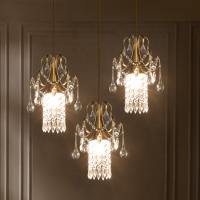 China Customized Copper Crystal Pendant Light For Apartment Interior for sale