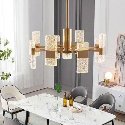 China E14 Iron Glass Gold Luxury Modern LED Crystal Chandelier For Living Room for sale