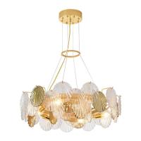 China Luxury Modern LED Crystal Chandelier Iron Glass Gold Living Room Lighting for sale