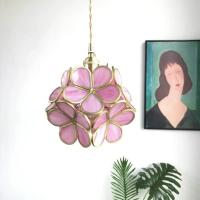 China Colorful Flower Shape Indoor Nordic Glass Pendant Light And Chandeliers Luxury Lustre for sale
