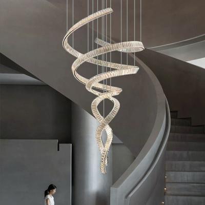 China Villa Staircase Luxury Gold Crystal Chandelier For Wedding Decor for sale