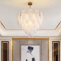 China Nordic Modern Feather Glass Pendant Light LED Chandelier For Bedroom for sale