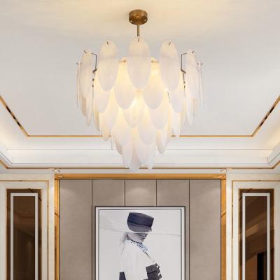 China Nordic Modern Feather Glass Pendant Light LED Chandelier For Bedroom for sale