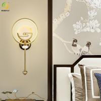 China All Copper Jade Wall Lamp For Bedroom Bed TV Wall Staircase Corridor for sale