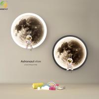China Creative Cartoon Moon Astronaut Wall Lamp Bedroom Bedside Lamp For TV Background Hallway for sale