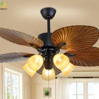 China Retro creative brown led metal fan ceiling for living room bedroom study for sale