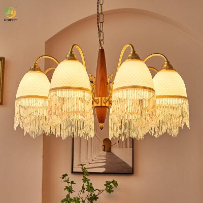 China American Retro Glass Tassel Pendant Light For Study Dining Room Living Room Bedroom for sale