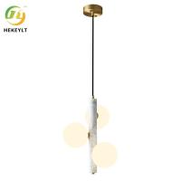 China Nordic Creative Natural Marble Chandelier Bedroom Restaurant Bar Luxury Brass Lamp for sale