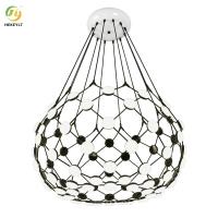 China Modern Simple Restaurant Creative Grid Glass Pendant Light For Clothing Store Model Room Hotel Hall Staircase for sale