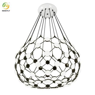 China Modern Simple Restaurant Creative Grid Glass Pendant Light For Clothing Store Model Room Hotel Hall Staircase for sale