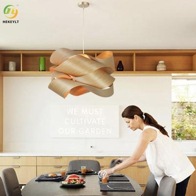 China Creative Wood Leather Chandelier Living Room Bedroom Inn Aisle Modern Simple Decorative Lamps for sale
