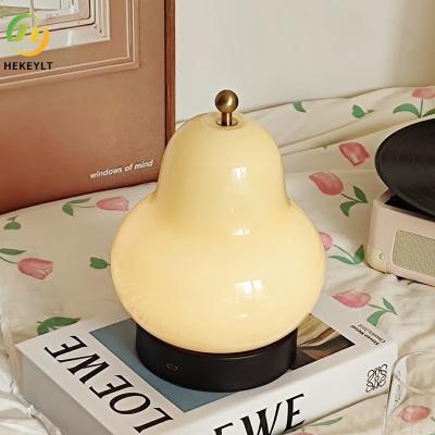 China French Cream Pear Lamp Ambiance Bedroom Bedside Charging Touch Decorative Reading Nightlight for sale