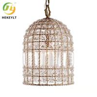 China Vintage Crystal Single Head Pendant Light Dining Room Bedroom Porch Light for sale