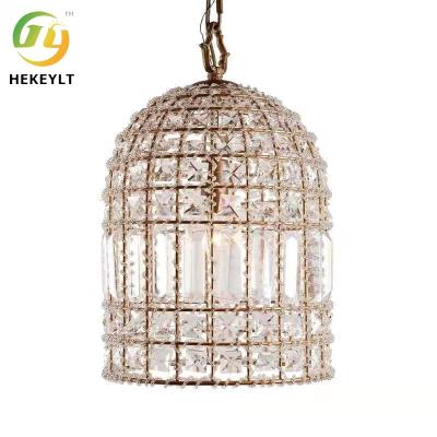 China Vintage Crystal Single Head Pendant Light Dining Room Bedroom Porch Light for sale