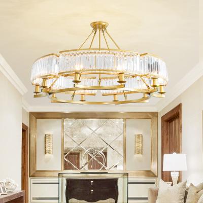 China Modern American LED Crystal Chandelier Simple Atmosphere  Luxury Hanging Dual-Purpose Hall Light for sale