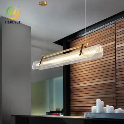 China Modern Simple Dining Room Chandelier Minimalist Art Exhibition Hall Bar Counter Long Strip Lamp for sale