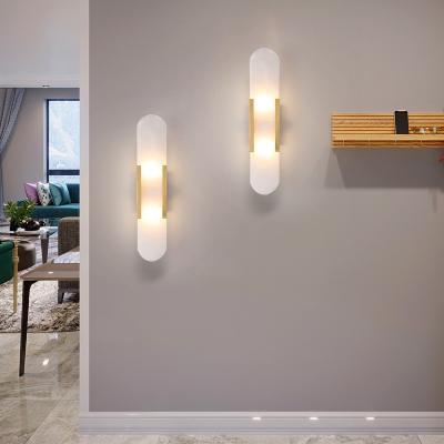 China Post Modern Marble Wall Lamp Living Room TV Background Wall Creative Light Luxury Staircase Porch Lamp for sale