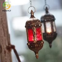 China Iron Hanging Glass Moroccan Menorah Pendant Light For Wedding Home for sale