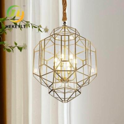 China All Copper Simple Glass Entry Pendant Light New Chinese Creative For Staircase Corridor Restaurant Villa for sale