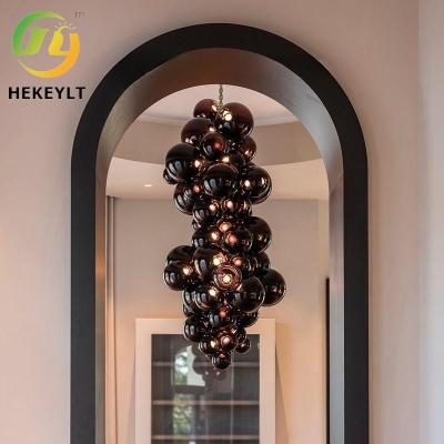 China Modern Simple Glass Grape Chandelier Duplex Villa Hotel Luxury Art Deco Pendant Lighting for sale