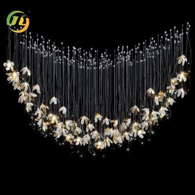 China Modern Custom Flower LED Chandelier Light Decorative Wedding Villa Stair Project for sale