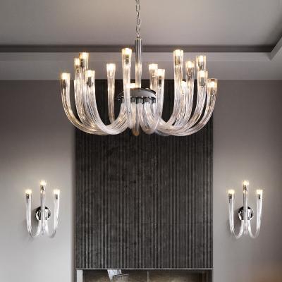 China Post Modern Light Luxury Flower Glass LED Pendant Light Living Room Dining Room Bedroom Chandelier for sale