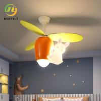 China Children'S Cartoon Creative Cute Rabbit Carrot Ceiling Fan Light For Boy Girl Bedroom for sale