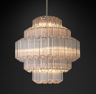 China Retro Simple Bedroom Hotel Decoration Creative Glass Pendant Light American Crystal Chandelier for sale