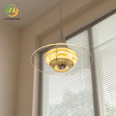 China Modern Simple White Transparent Restaurant Light Indoor Hotel Bedroom Office Glass Metal PH UFO Light for sale