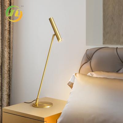 China Copper L15*W20*H65cm Simple Nordic Bedroom Gold Study Bedside Table Lamp for sale