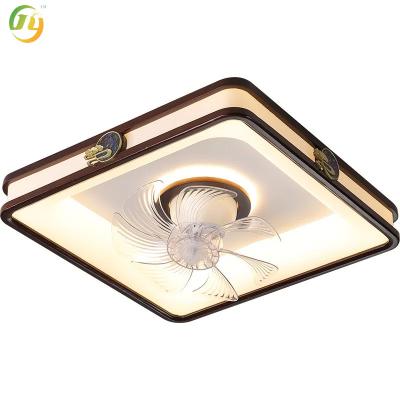 China Silent Wood Color Full Spectrum Integrated Fan Chandelier 360 Degree Shaking Head for sale