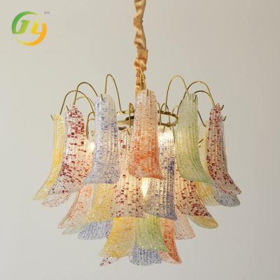 China JYLIGHTING Nordic Design Flower Chandelier Color Smudgy Glass Pendant Light Custom Villa Living Room Hall Lights for sale