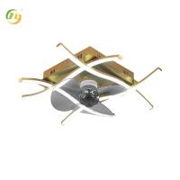 China Modern Simple Home Intelligent Timing Control High Wind Power Square White Gold Ceiling Fan Light for sale