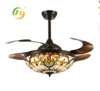 China Asian Fumat All Finland Style Round 110V 42inch 36W LED Concealed Hidden Blade Ceiling Fan With Light 220V for sale