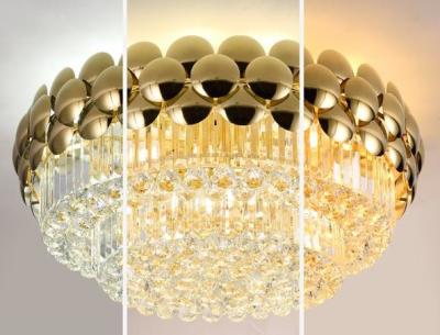 China Postmodern Style Iron Crystal Gold Led Ceiling Lamps For Bedroom Livingroom Hotel for sale
