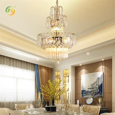 China Voltage 85V-265V Golden Crystal Chandelier LED Decorative Lamp For Hotel for sale