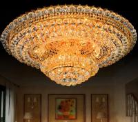 China Modern Luxury Indoor Crystal Gold Ceiling Light For Indoor for sale