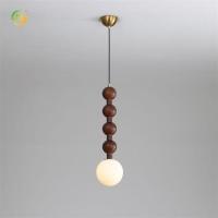 China Modern Bedroom Lighting Glass And Wood Single Head Pendant Light for sale