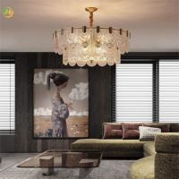 China Modern Indoor Glass Chandeliers Pendant Lights With Golden Finish LED Lighting for sale