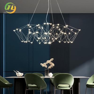 China JYLIGHTING Customized Stainless Steel Irregular lines LED Chandeliers Firefly Pendant Light Fixture For Villa Restaurant for sale