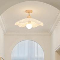 China Modern LED Ceiling Pendant Light Chandelier Wood Style Flush Mounted Warm White Base For Hotel Dimer Room for sale