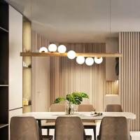 China Modern Rustic Decor Linear Hanging Pendant Light Nordic Wood Pendant Light For Dining Room Kitchen Home for sale